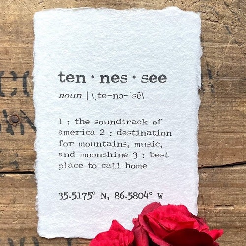Tennessee Definition Print in Typewriter Font on 5x7 or 8x10 | Etsy