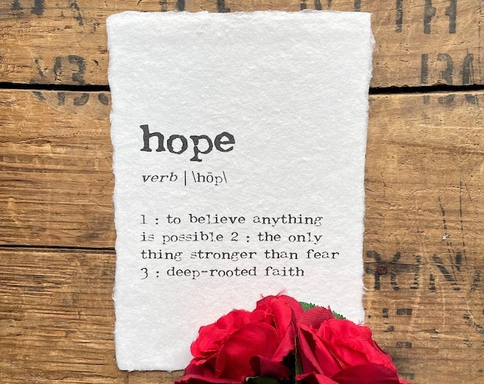 Hope Definition Print in Typewriter Font on 5x7, 8x10, 11x14 Handmade ...