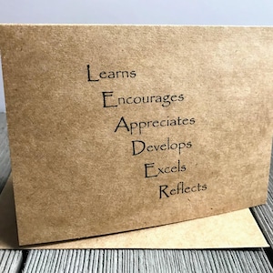 Leader Acronym Greeting Card With Envelope and Rose Sticker, Size 4x5.5 ...