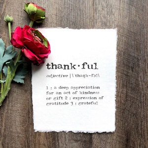 Thankful Definition Print in Typewriter Font on 5x7, 8x10, 11x14 ...