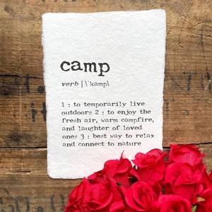 Camp definition print in typewriter font on 5x7 or 8x10 | Etsy