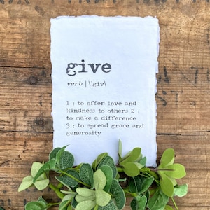 Give Definition Print in Typewriter Font on 5x7, 8x10, 11x14 Handmade ...