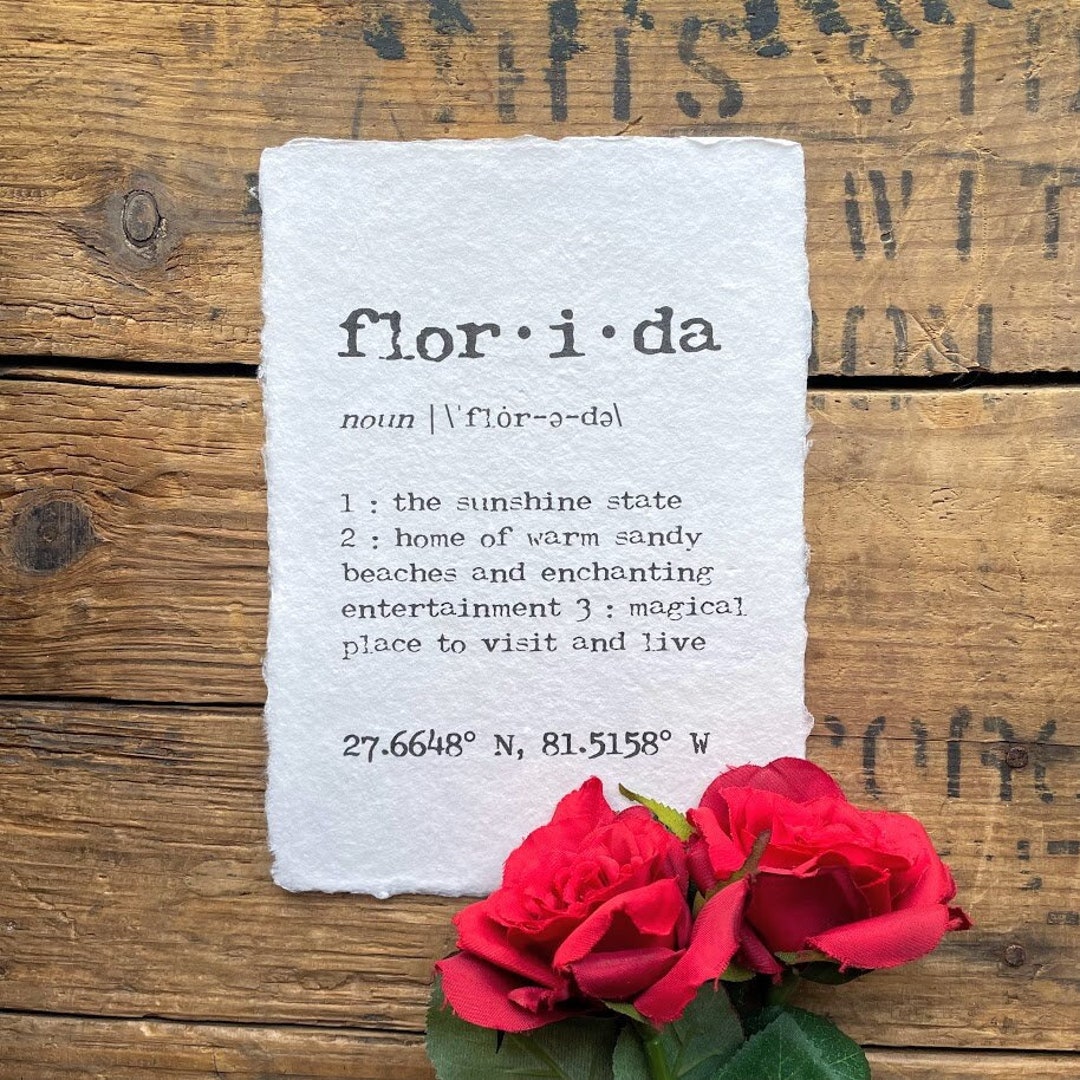 Florida Definition Print in Typewriter Font on 5x7, 8x10, 11x14 ...