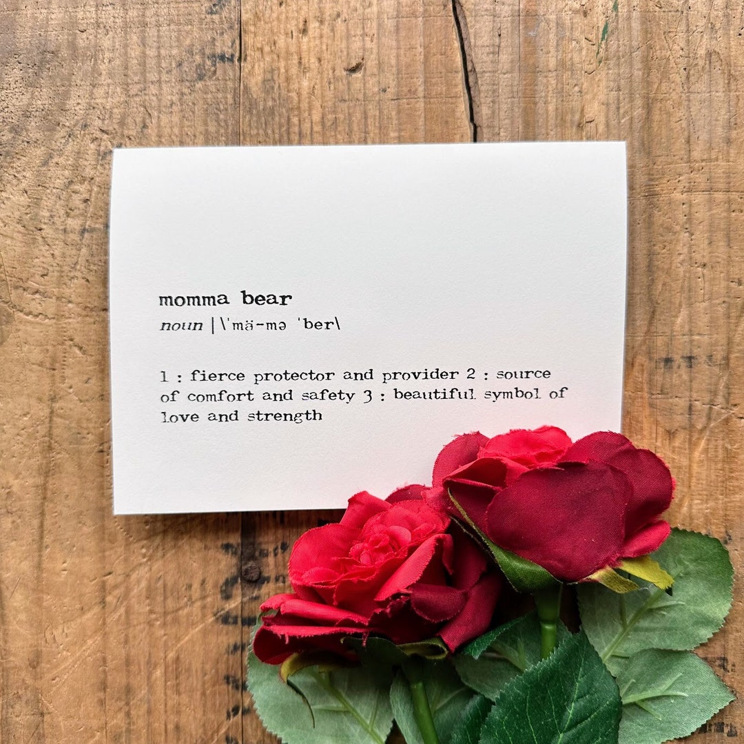 Momma Bear Definition Greeting Card in Typewriter Font With Envelope ...
