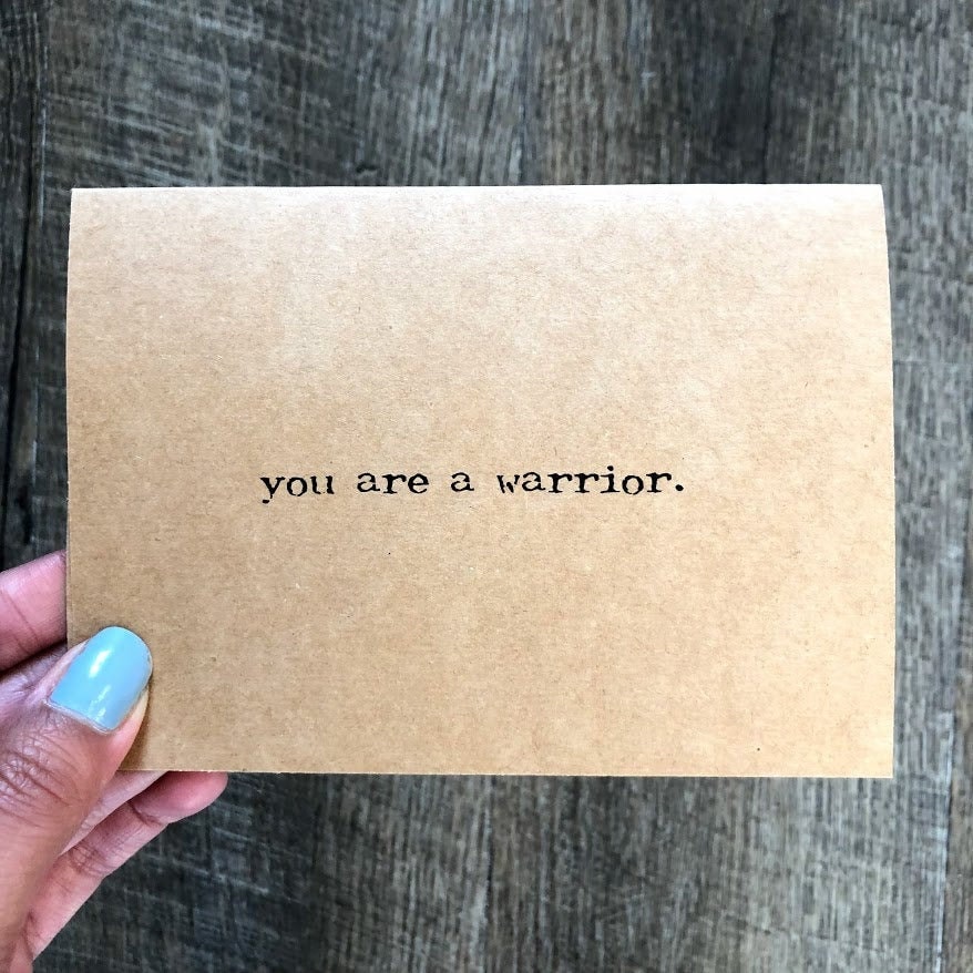 You Are a Warrior Compliment Greeting Card in Typewriter Font With ...