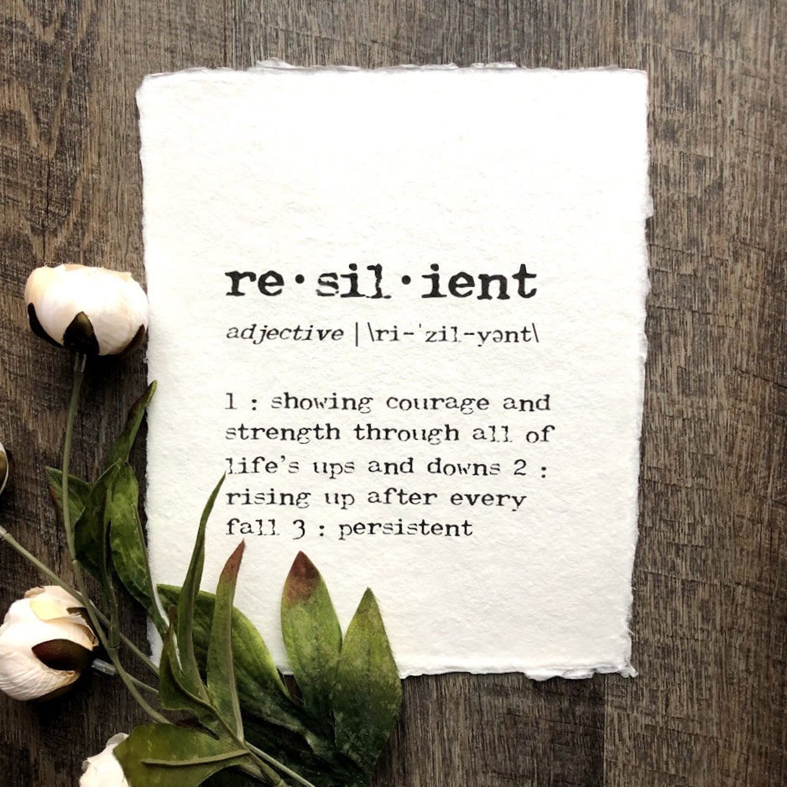 Resilient Definition Print in Typewriter Font on 5x7, 8x10, 11x14 ...
