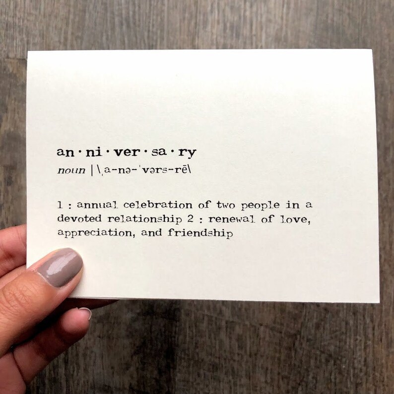 Anniversary Definition Greeting Card in Typewriter Font With - Etsy