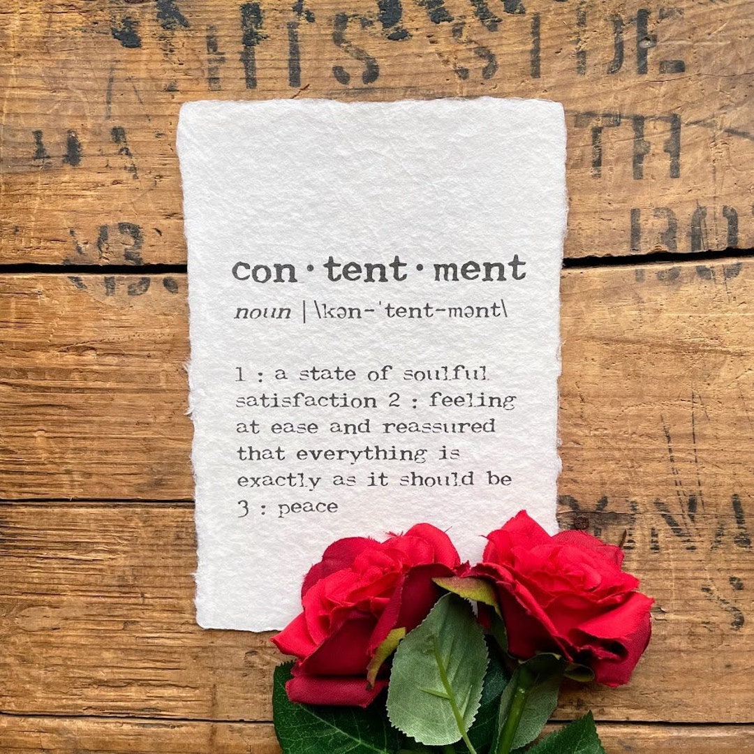 Contentment Definition Print in Typewriter Font on 5x7, 8x10, 11x14 ...