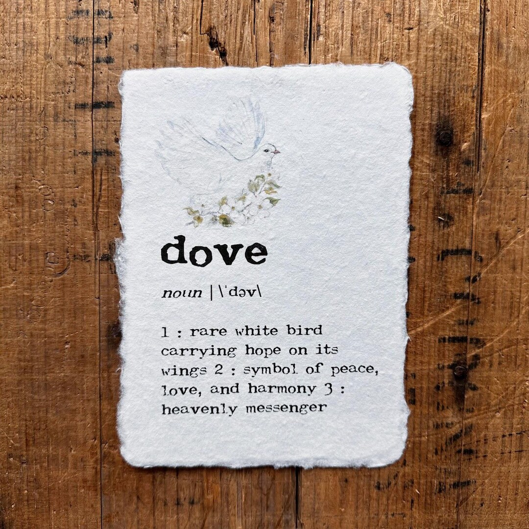 Dove Definition Print in Typewriter Font on Handmade Paper With White ...