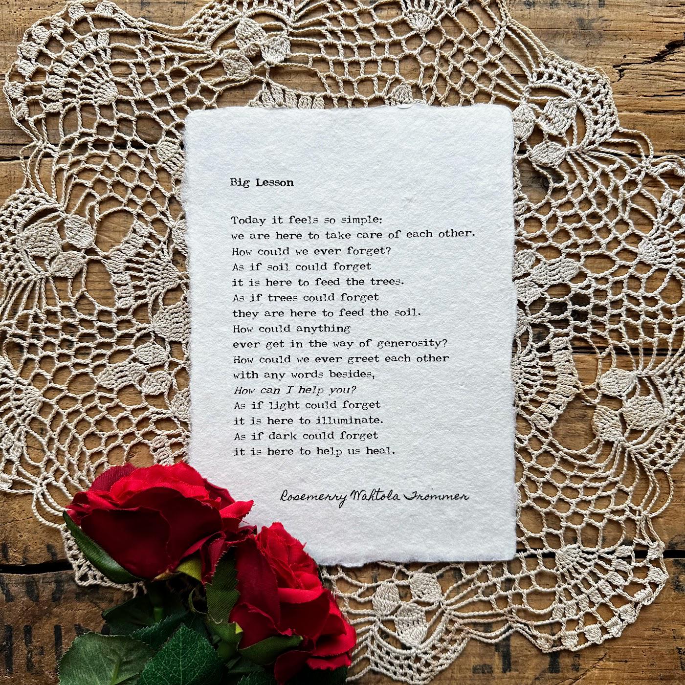 Big Lesson Poem by Rosemerry Wahtola Trommer in Typewriter Font on ...