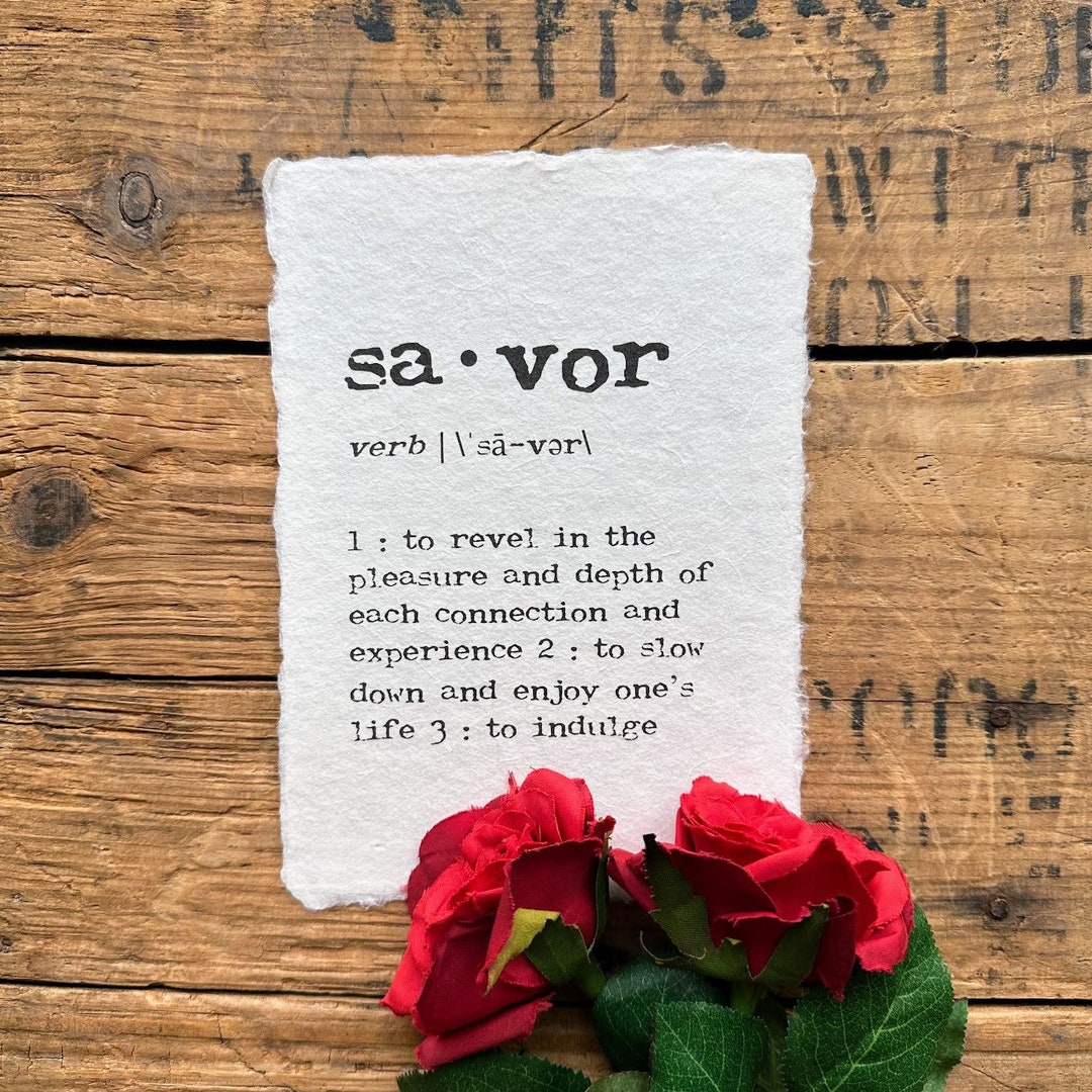 Savor Definition Print in Typewriter Font on 5x7, 8x10, 11x14 Handmade ...