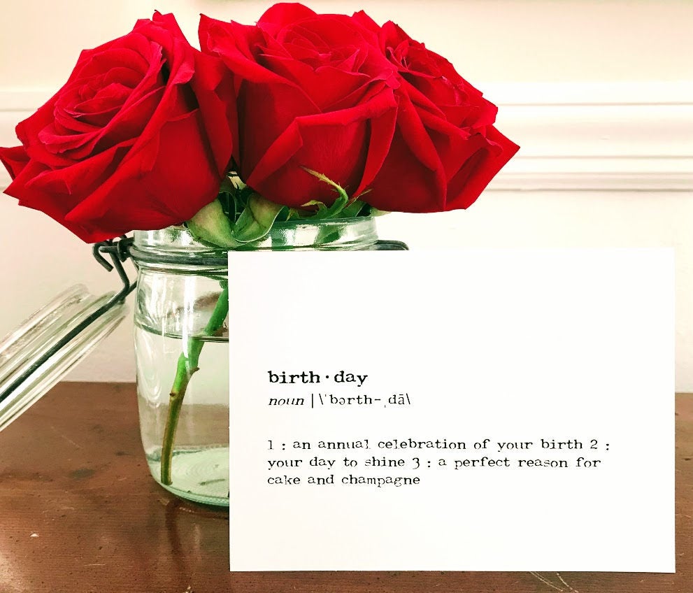 Birthday Definition Greeting Card in Typewriter Font With - Etsy