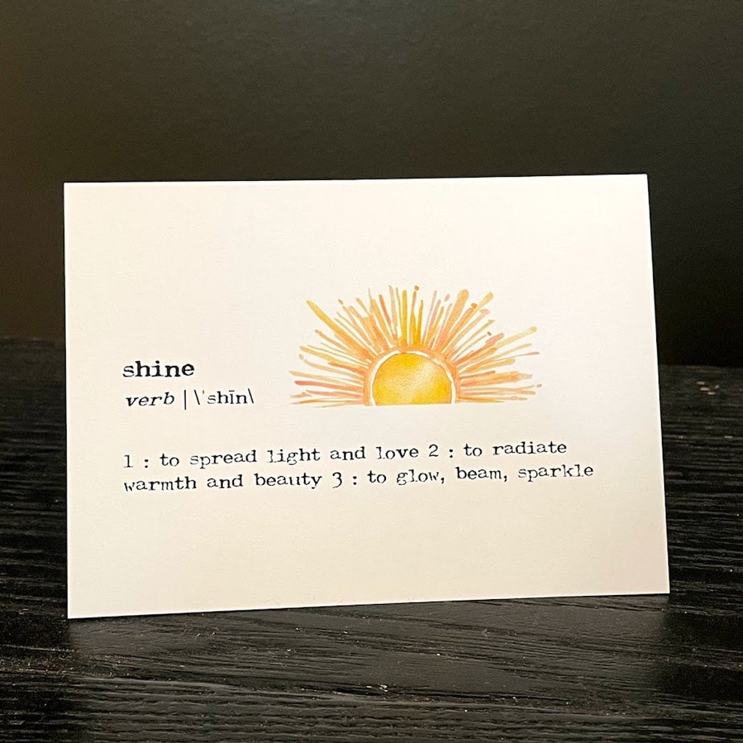 Shine Definition Greeting Card in Typewriter Font With Original ...
