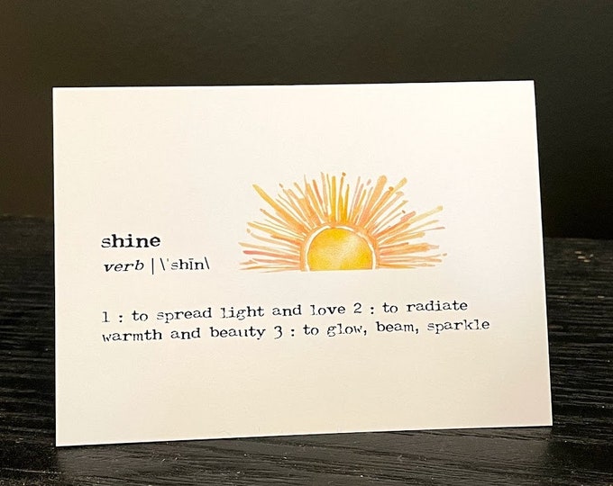 Shine Definition Greeting Card in Typewriter Font With Original ...
