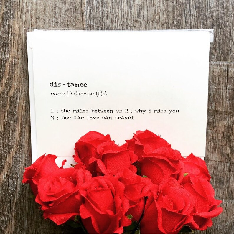 Distance Definition Greeting Card in Typewriter Font With Envelope and ...