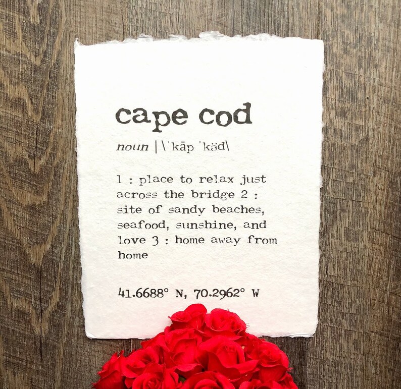 Cape Cod Massachusetts Definition Print in Typewriter Font on 5x7, 8x10 ...