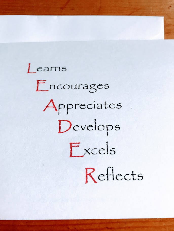 Leader Acronym Greeting Card With Envelope and Rose Sticker, Size 4x5.5 ...