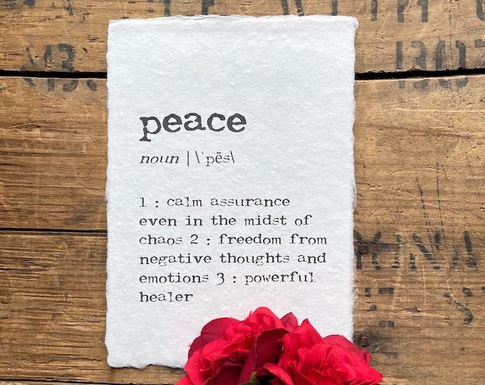 Peace Definition Print in Typewriter Font on 5x7, 8x10, 11x14 Handmade ...