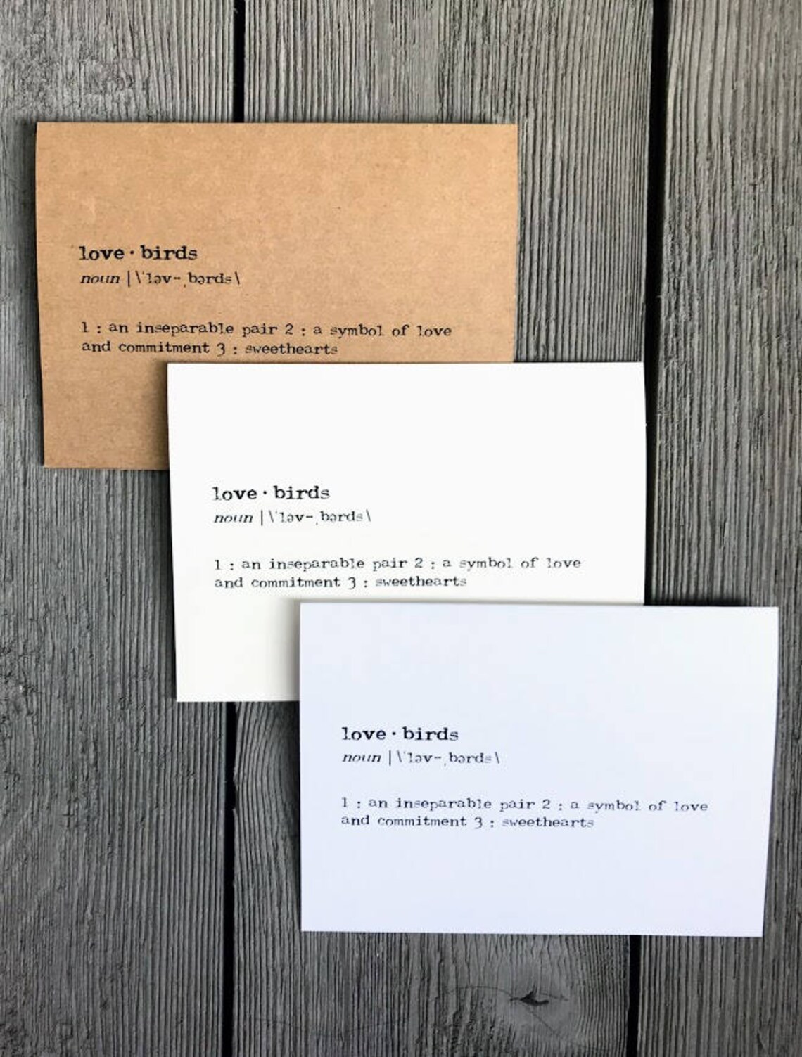 Lovebirds Definition Greeting Card in Typewriter Font With - Etsy