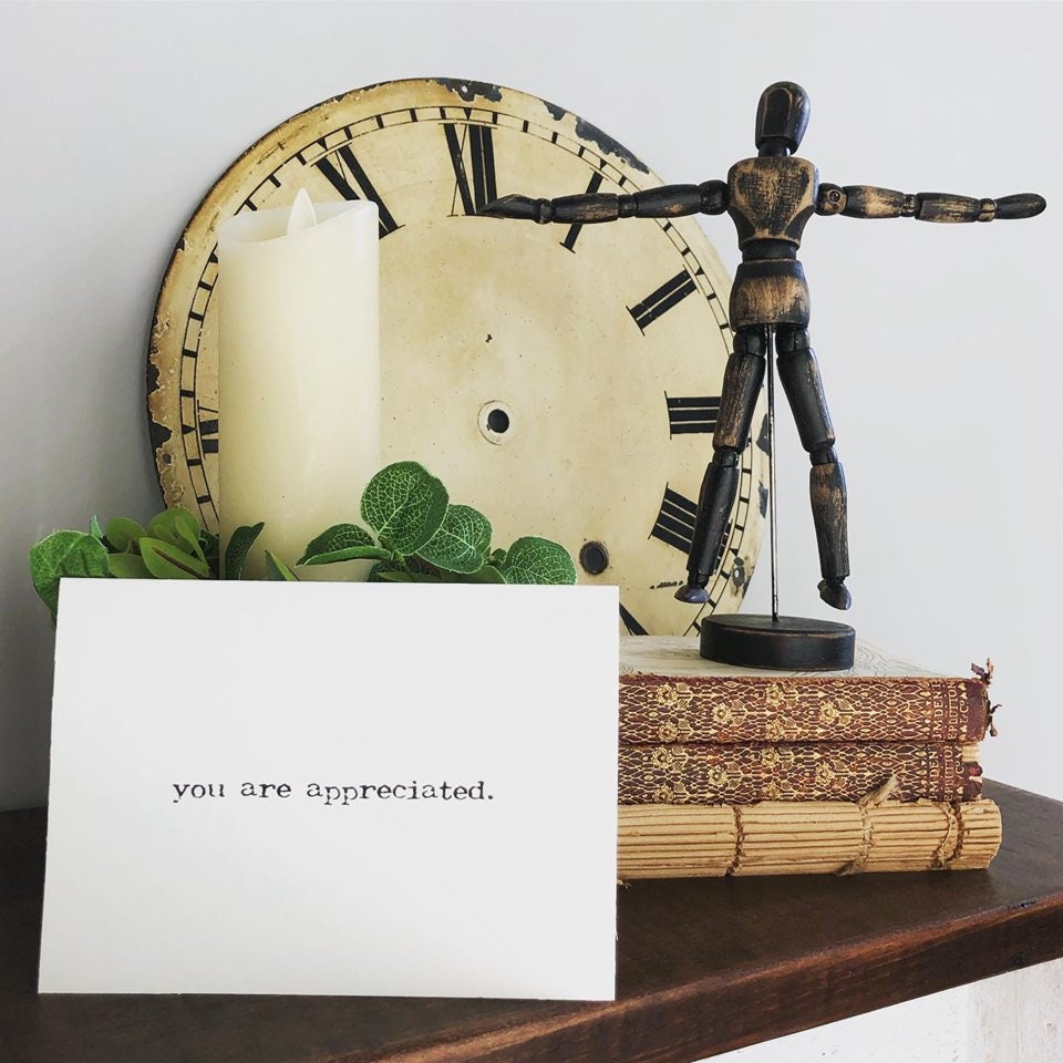 You Are Appreciated Compliment Greeting Card in Typewriter | Etsy