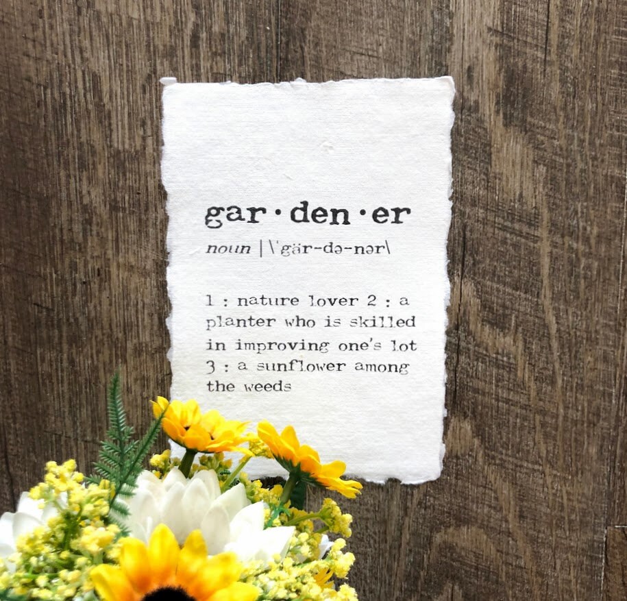 Gardener definition print in typewriter font on 5x7 or 8x10 | Etsy