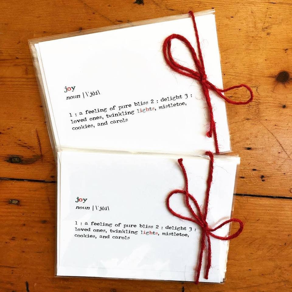 5 Joy or Christmas Definition Greeting Card Stationery Bundles in ...