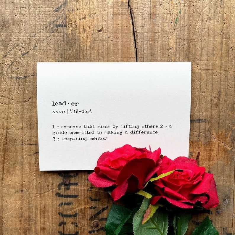 Leader Definition Greeting Card in Typewriter Font With - Etsy