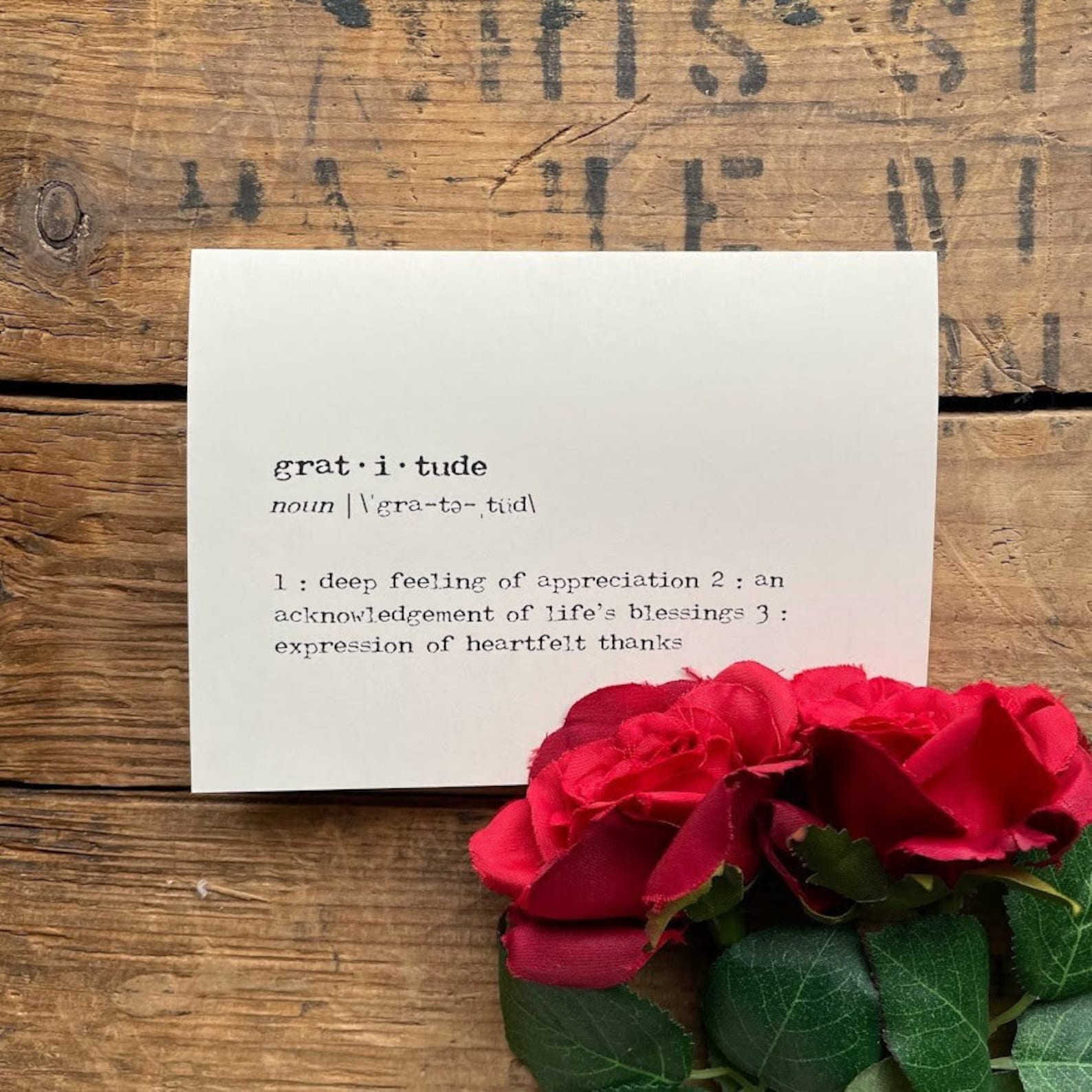 Gratitude Definition Greeting Card in Typewriter Font With - Etsy