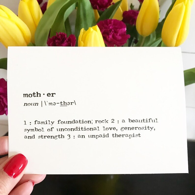 Mother Definition Greeting Card in Typewriter Font With - Etsy