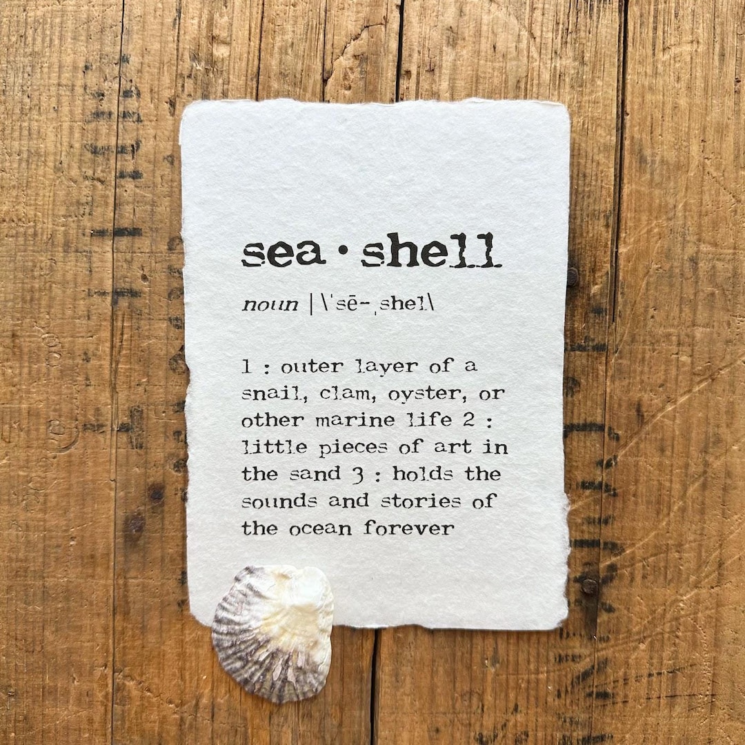 Seashell Definition Print in Typewriter Font on Handmade Cotton Paper ...
