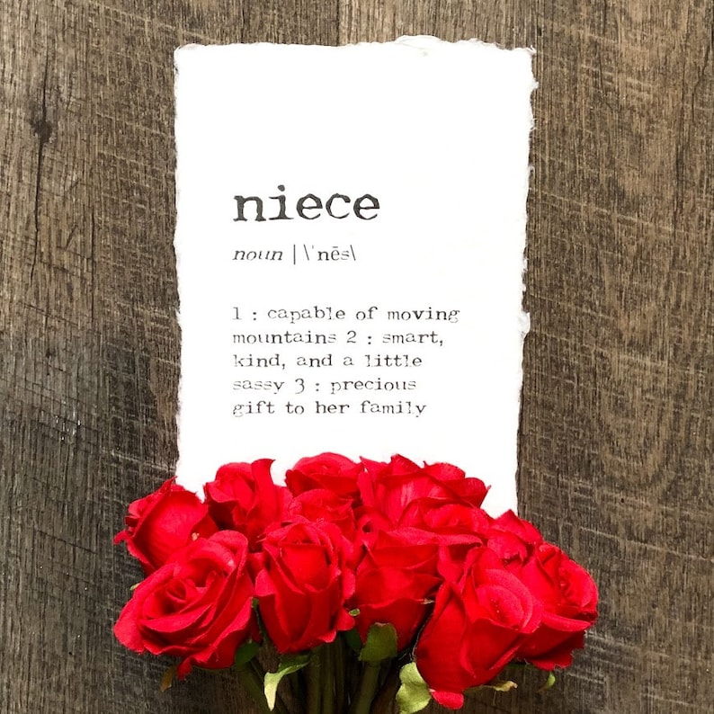 Niece Definition Print in Typewriter Font on 5x7, 8x10, 11x14 Handmade ...