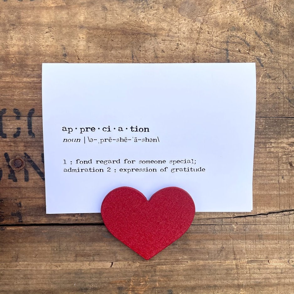 Appreciation definition greeting card in typewriter font with | Etsy