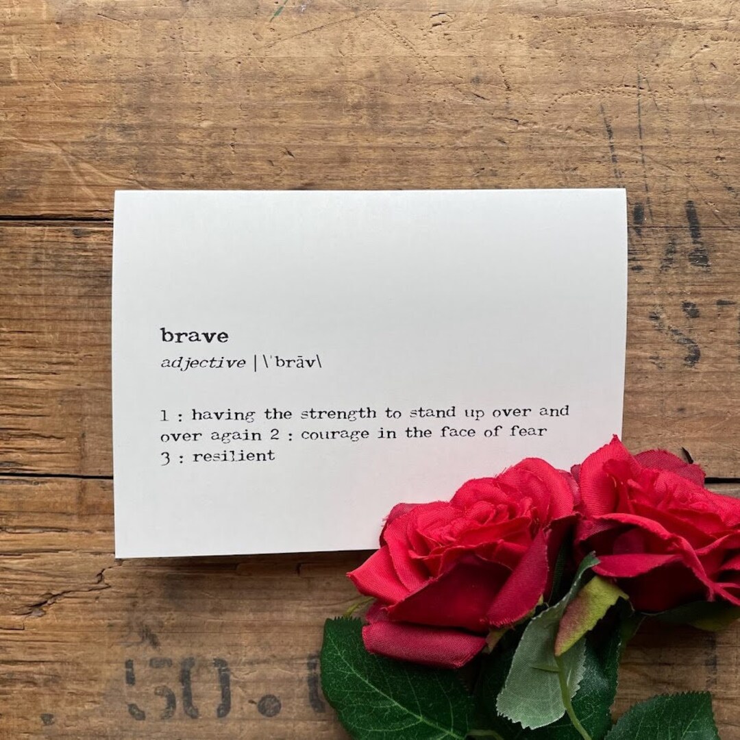 Brave Definition Greeting Card in Typewriter Font With Envelope and ...