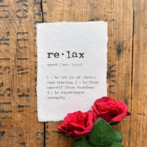 Relax Definition Print in Typewriter Font on 5x7, 8x10, 11x14 Handmade ...