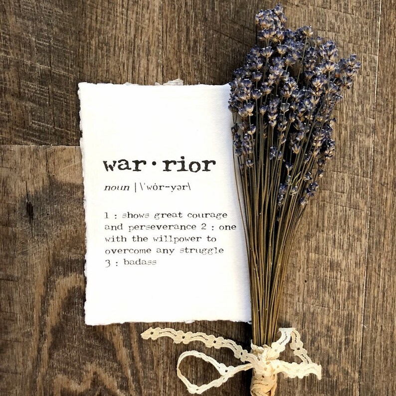 Warrior definition print in typewriter font on 5x7 or 8x10 | Etsy