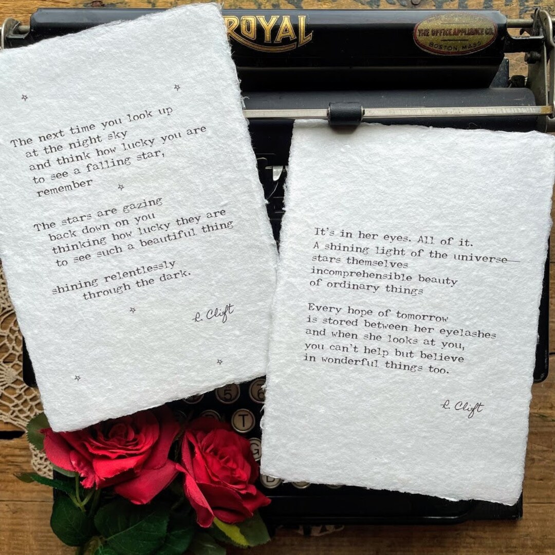 Custom R. Clift Poem Print on 5x7, 8x10, 11x14 Handmade Paper ...