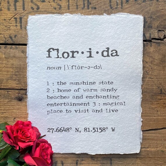 Florida Definition Print in Typewriter Font on 5x7 or 8x10 | Etsy