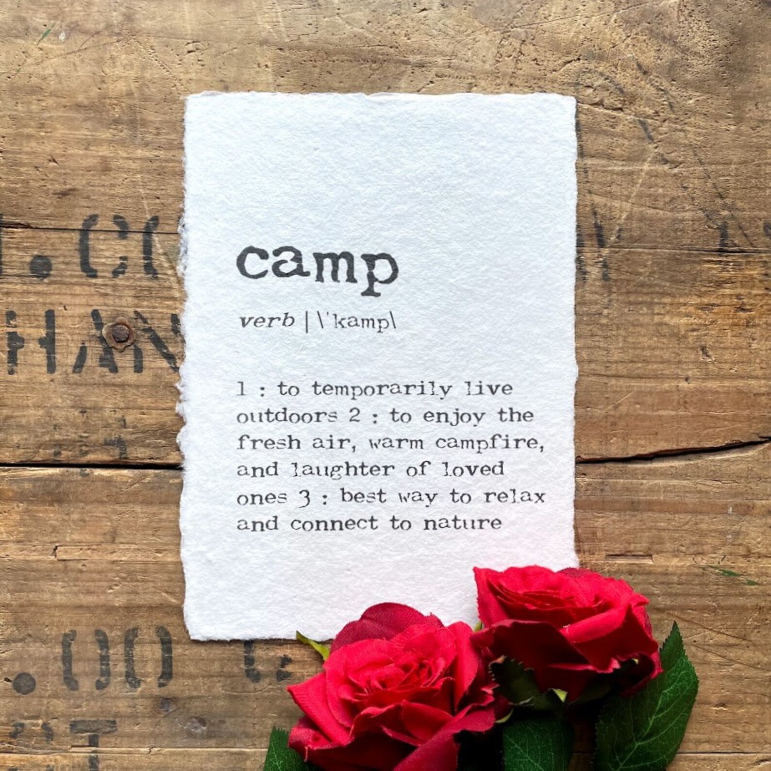 Camp Definition Print in Typewriter Font on 5x7, 8x10, 11x14 Handmade ...