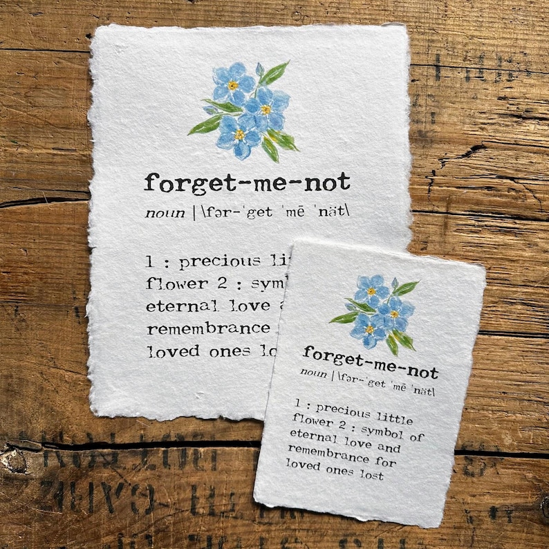 Forget-me-not Definition Print in Typewriter Font on Handmade Paper ...