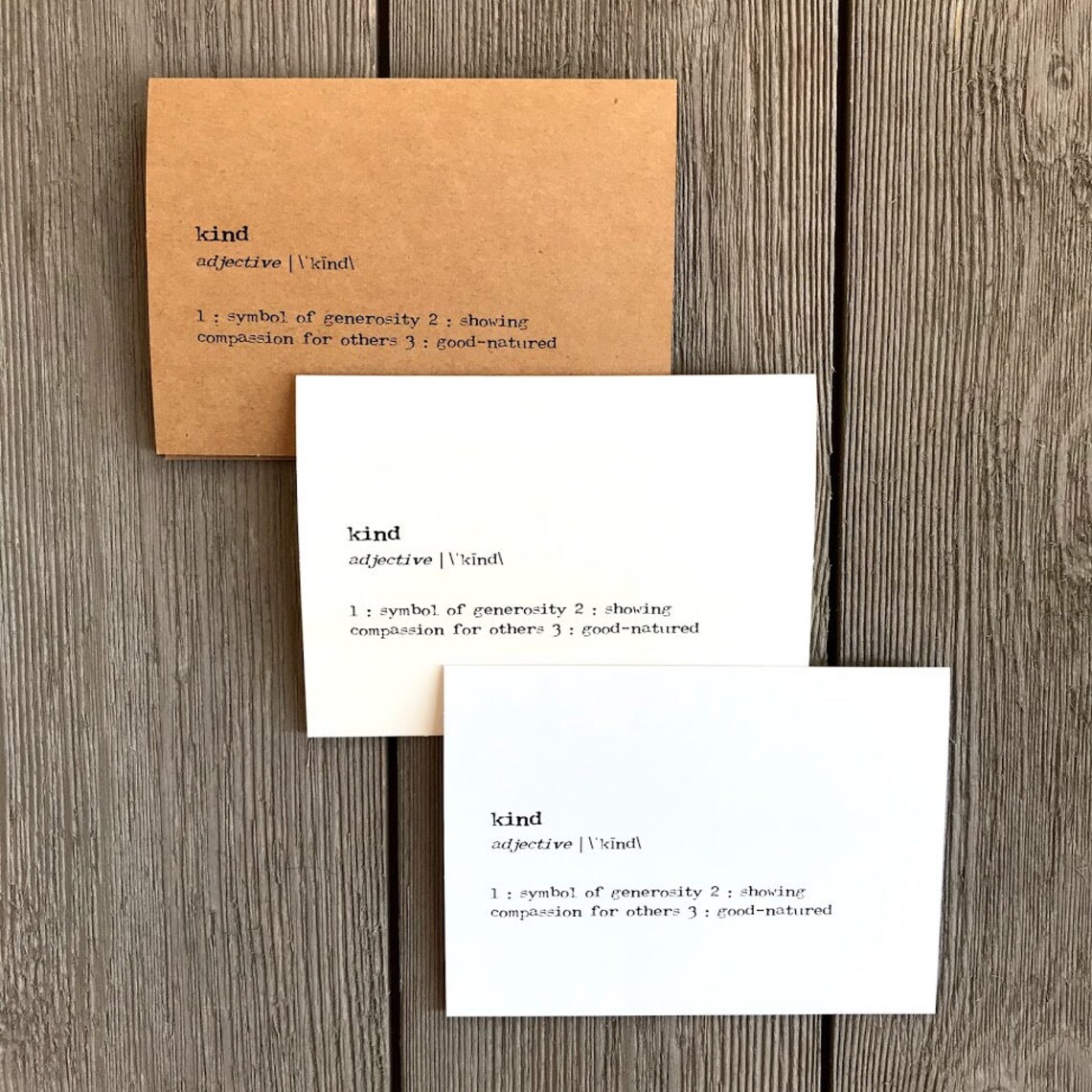 Kind Definition Greeting Card in Typewriter Font With Envelope | Etsy