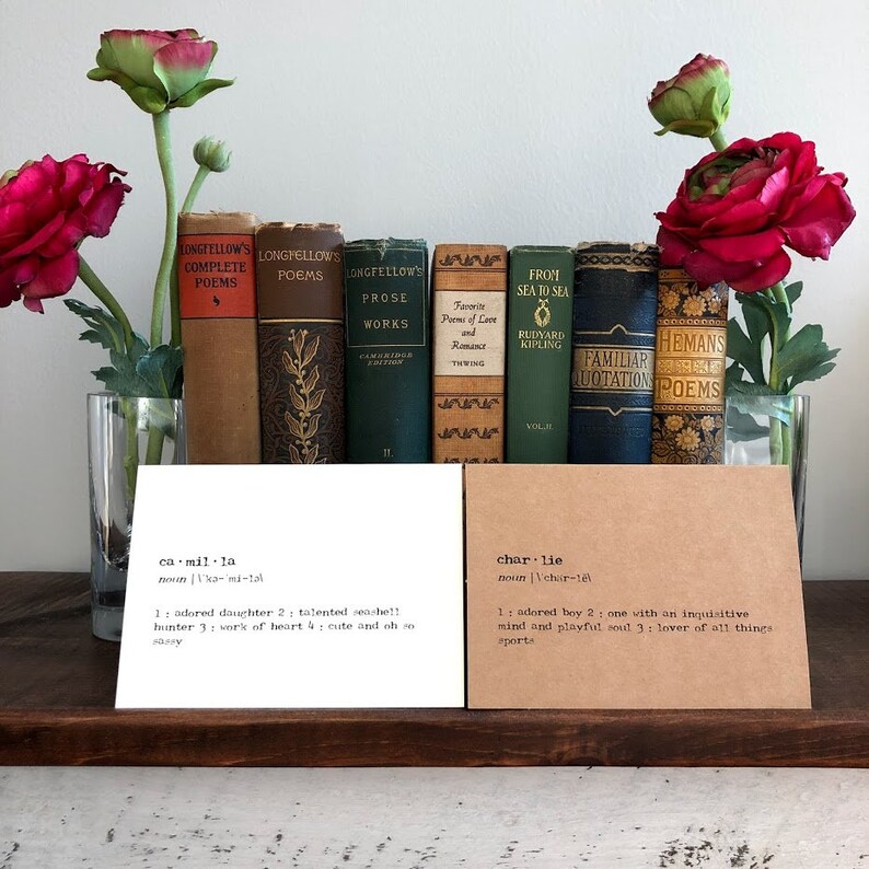 Custom Name Definition Greeting Card in Typewriter Font With Envelope ...