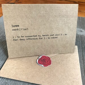 Love Definition Greeting Card in Typewriter Font With Envelope and Rose ...