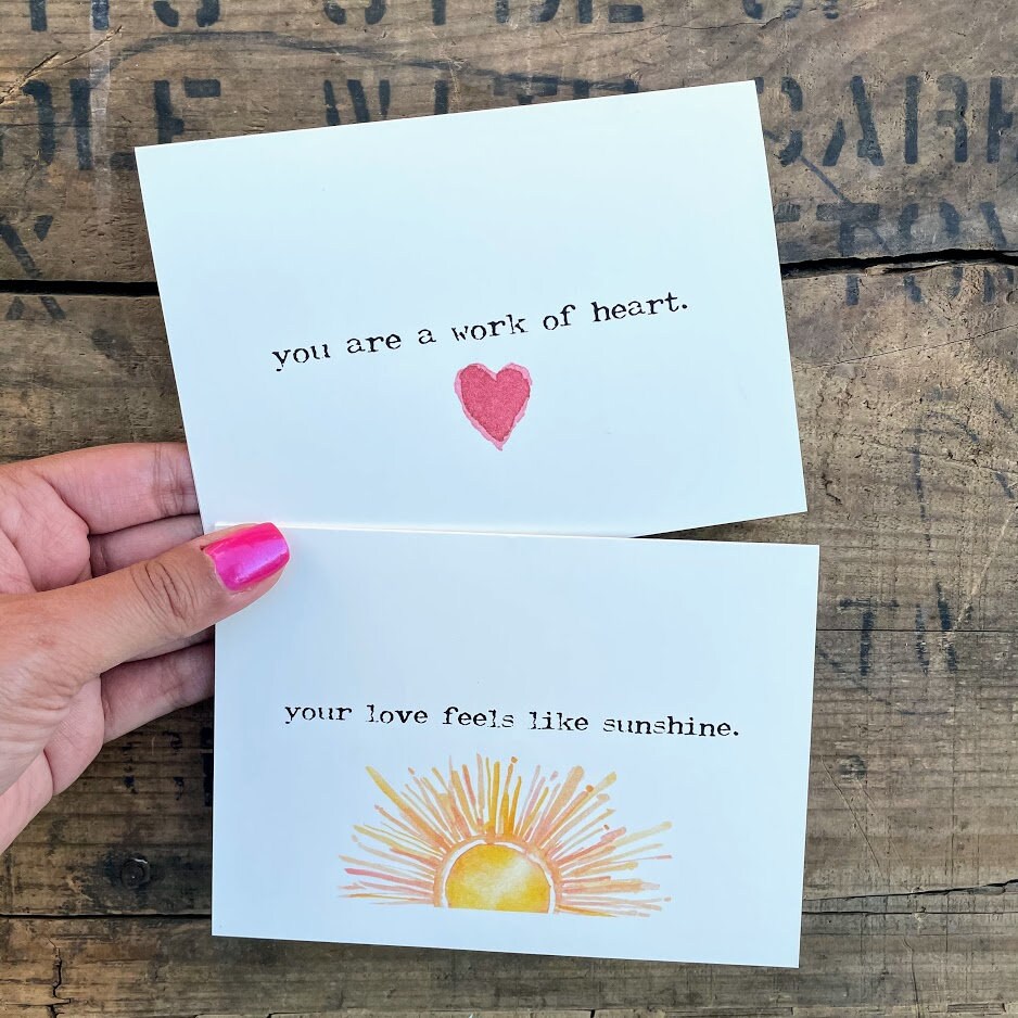 You Are a Work of Heart Compliment Greeting Card in Typewriter Font ...