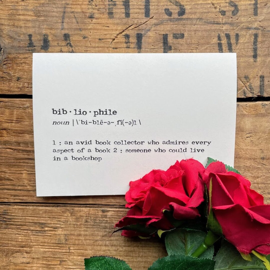 Bibliophile Definition Greeting Card in Typewriter Font With Envelope ...