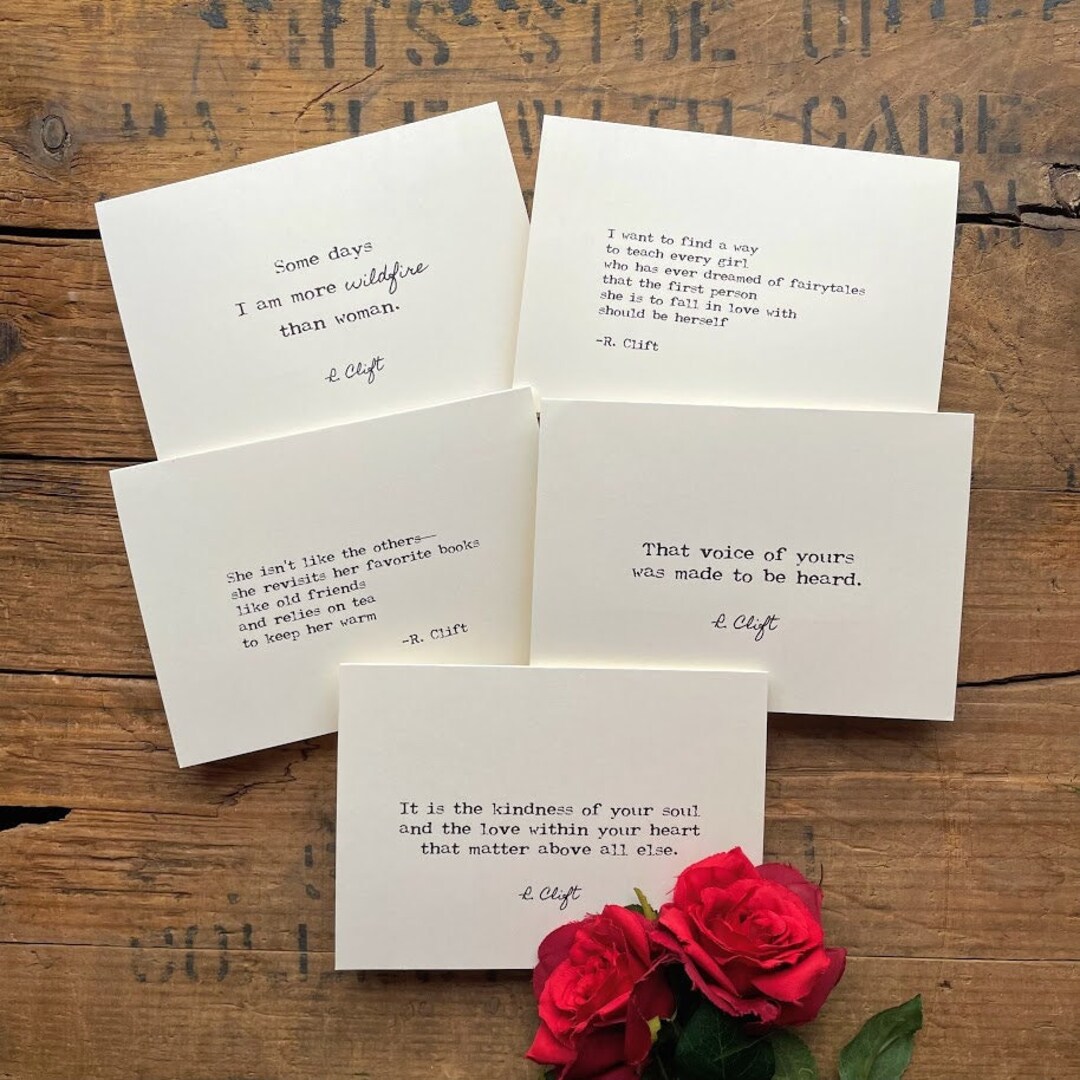 5 Women Empowerment R. Clift Quote Cards With Envelopes and Rose ...