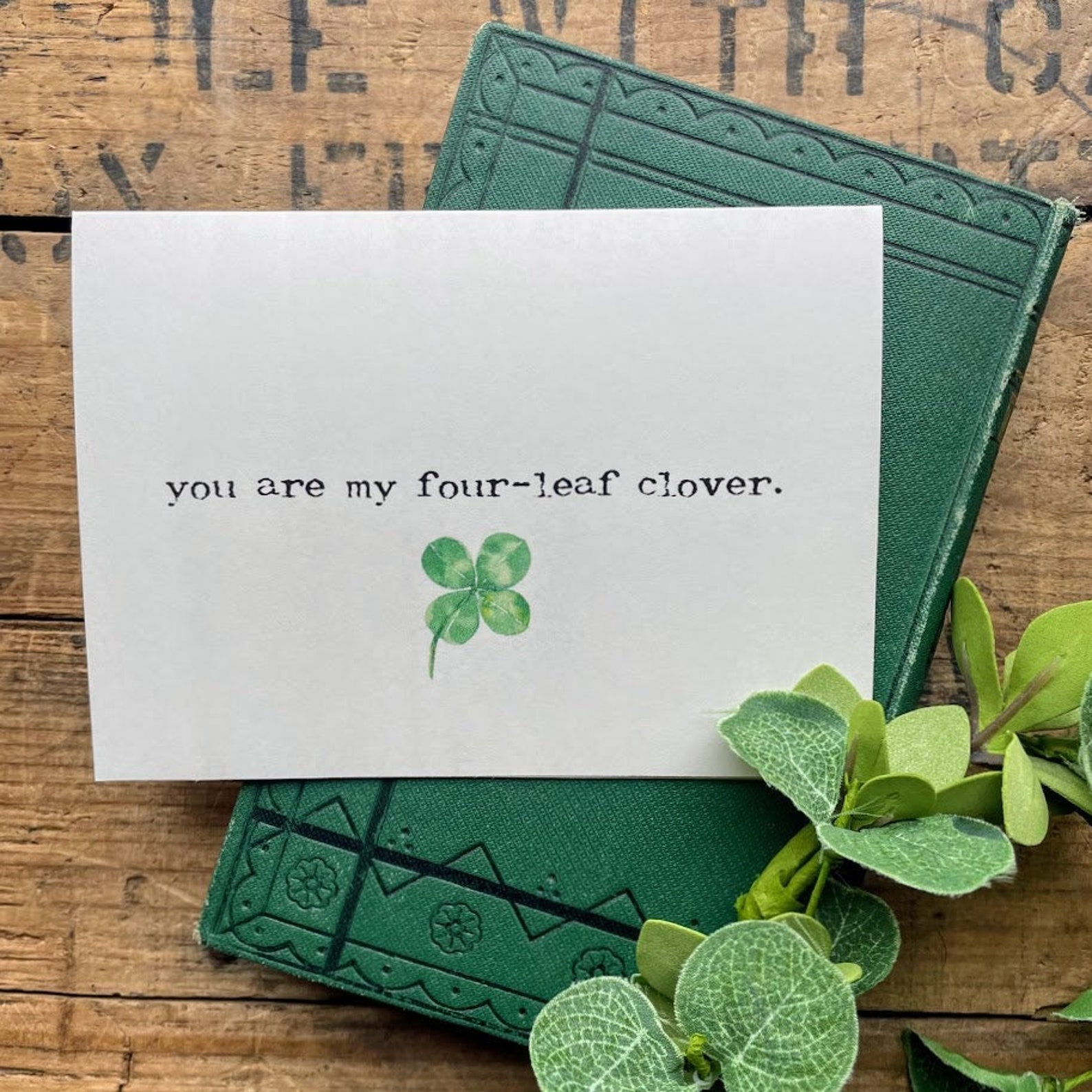 You Are My Four-leaf Clover Compliment Greeting Card in Typewriter Font ...