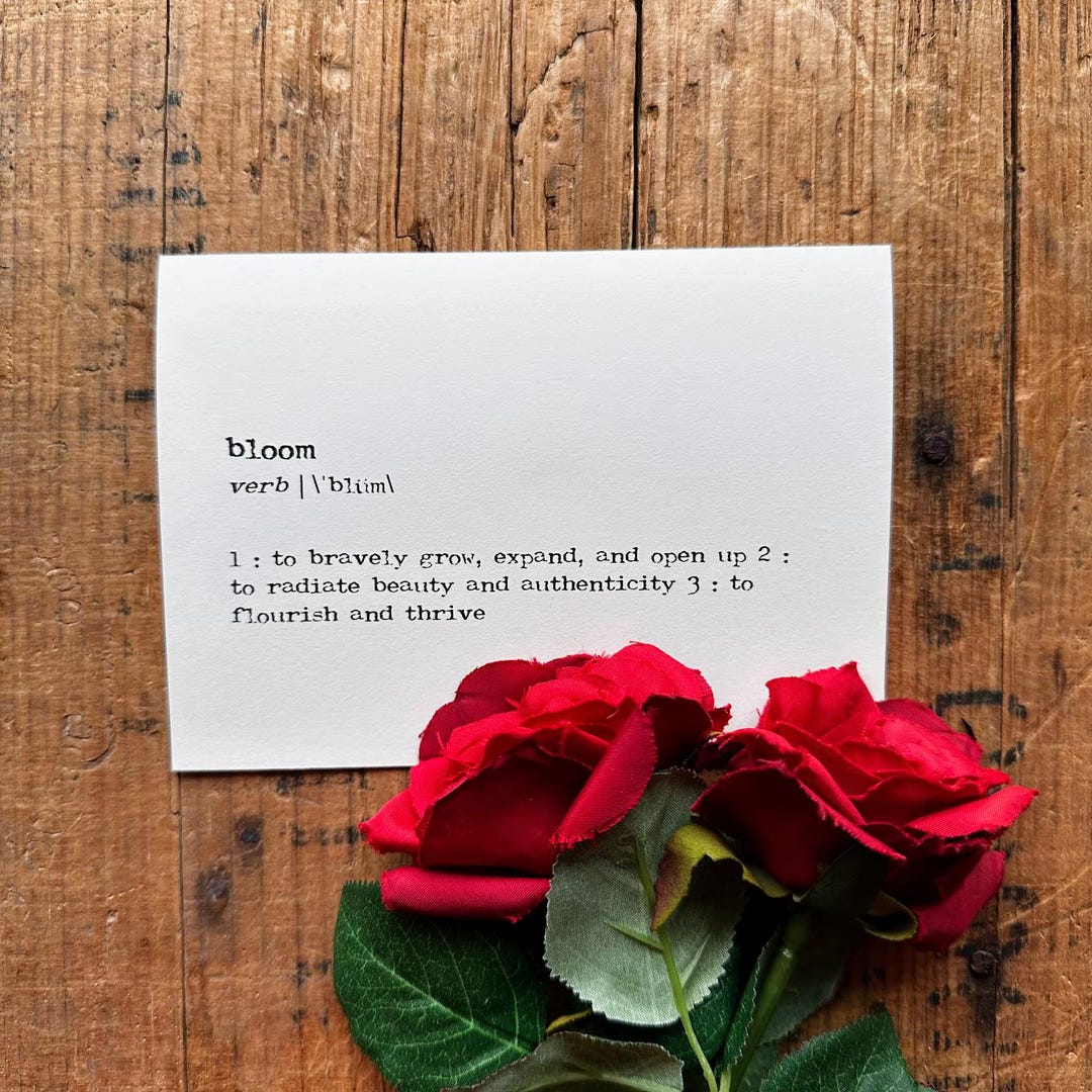 Bloom Definition Greeting Card in Typewriter Font With Envelope and ...