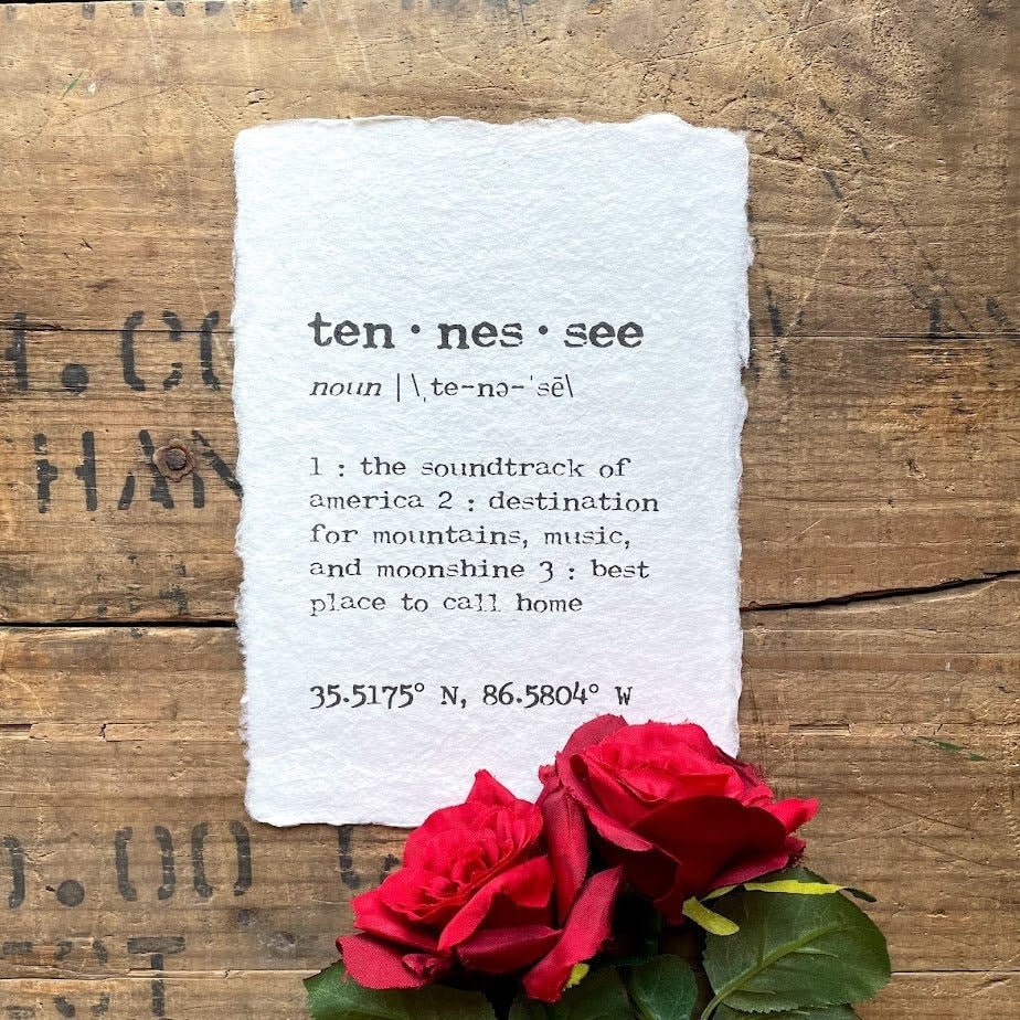 Tennessee Definition Print in Typewriter Font on 5x7, 8x10, 11x14 ...