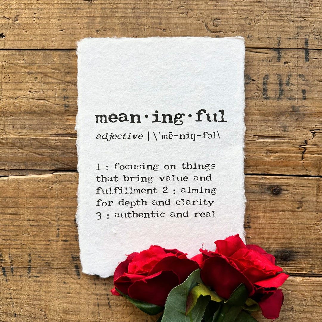 Meaningful Definition Print in Typewriter Font on Handmade Paper, Word ...