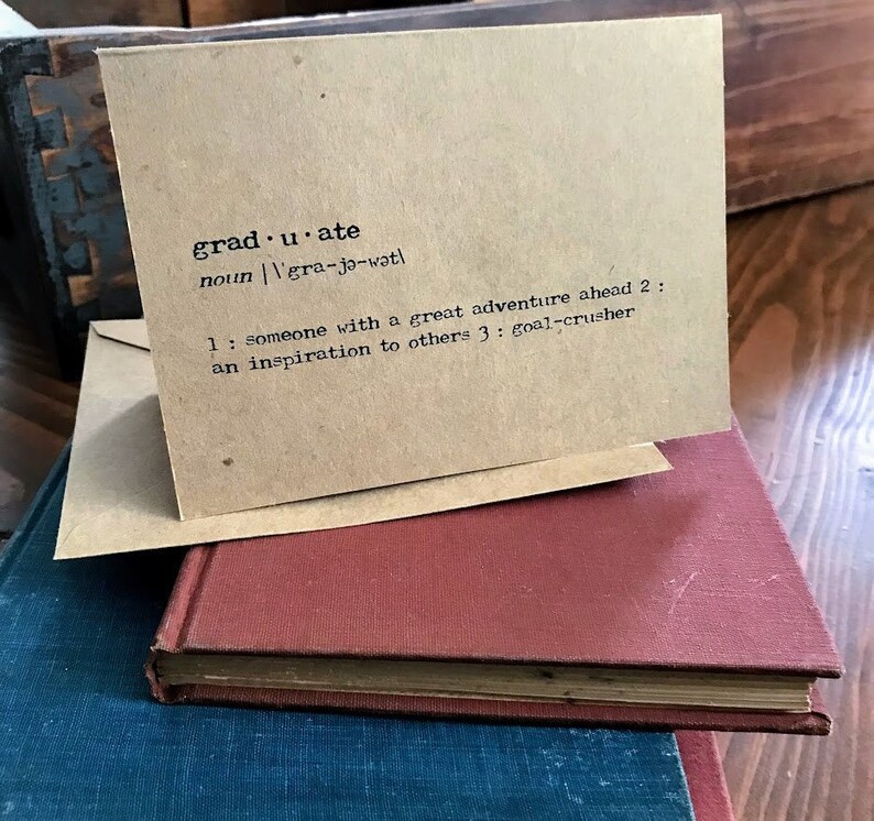 Graduate Definition Greeting Card in Typewriter Font With Envelope and ...